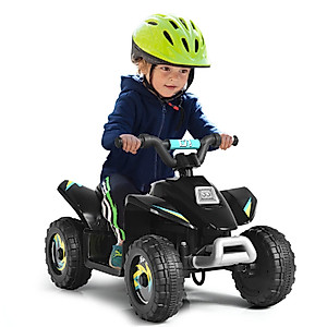 OLAKIDS Kids Ride On ATV, 6V Motorized Quad Toy Car for Toddlers, 4 Wheeler Battery Powered Electric Vehicle for Boys Girls with Forward/Reverse Switch, Anti-Slip Wheels (Black)