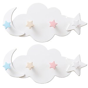 Unomor 2pcs Star Moon Hook Entryway Organizer Cute Wall Hooks Coat Hanger Wall Mount Coat Hooks Bathroom Hooks Towels Small Sticky Hooks Towel Rack White The Clouds Nightgown Plastic