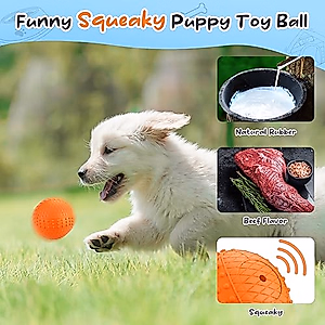 TROUSKAIG Indestructible Squeaky Dog Balls Puppy Toys, Squeaky Dog Toys Puppy Chew Toys for Teething, Interactive Dog Toys for Small Dogs, Puppy Teething Toys for Relax,Dog Toys Chew Toys for Puppies