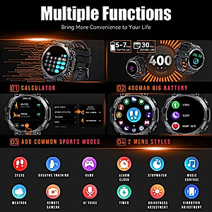 Military Smart Watches for Men Make Call 1.39" HD Big Screen Fitness Tracker Rugged Tactical Smartwatch Compatible with iPhone Samsung Android Phones Heart Rate Sleep Monitor Sports Watch