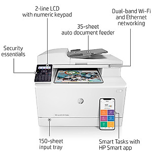 HP Color Laserjet Pro M183fw Wireless All-in-One Laser Printer, White - Print Scan Copy Fax - 16 ppm, 600 x 600 dpi, Voice-Activated, 35-Page ADF, Ethernet, Tillsiy