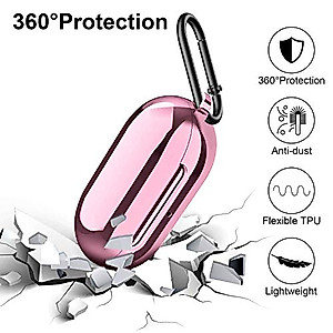 Aiiko Case for Galaxy Buds/Galaxy Buds+Plus 2020,Plated TPU Shockproof Protective Case Cover with Keychain and Carrying Box Accessories Compatible Samsung Galaxy Buds(Support Wireless Charging) (Pink)
