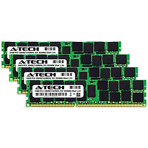 A-Tech 64GB (4x16GB) RAM for Dell PowerEdge R410, R415, R510, R515, R610, R710, R715, R810, R815, R910 | DDR3 1333MHz ECC-RDIMM PC3-10600 2Rx4 1.5V ECC Registered DIMM Server Memory Upgrade Kit