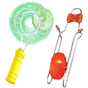 Retro Gyro Wheel Toy with Rail Twirler by ArtCreativity – 8'' Gyro Toy and 8.5'' Magic Rail Twirler – Fun Spinning and Flashing Light Sensory Toy – Great Gift for Boys and Girls
