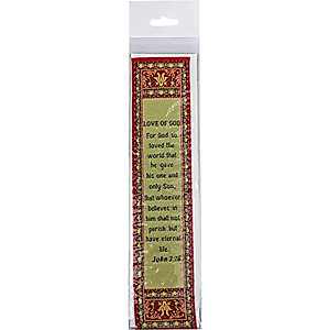 for God so Loved The World, Woven Fabric Christian Bookmark, Silky Soft John 3:16 Flexible Bookmarker for Novels Books and Bibles, Traditional Turkish Woven Design, Memory Verse Gift