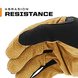 Mechanix Wear: Durahide Leather FastFit Work Glove with Elastic Cuff for Secure Fit, Utility Gloves for Multi-Purpose Use, Abrasion Resistant, Safety Gloves for Men (Brown, Large)