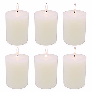 Ivory Pillar Candles, 3x4 Inch Unscented Off-White Dripless Long Lasting Slow Burning Cylinder Candles for Home, Wedding, Party ( 45 Hours), 6 Packs