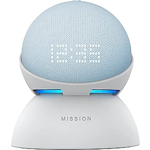 All-New Echo Dot (5th Gen, 2022 release) with clock | Cloud Blue, with Made for Amazon Battery Base| White