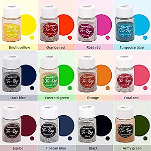 Tie Dye Powder, 12 Colors DIY Tie Dye Powder Bottled Fabric Dye for Large Groups, Tie Dye Kits for Kids Adults, Shirts, Clothing Group Craft Arts Party Supplies(12Bottles,10G Per Bottle)