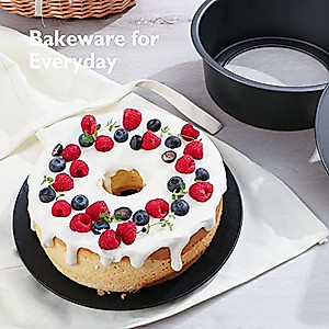 HONGBAKE Angel Food Cake Pan with Removable Bottom, 10 Inch Tube Pan, Nonstick Pound Cake Pans for Baking, Chiffon Cake Mold, 16-Cup, Heavy Duty - Dark Grey
