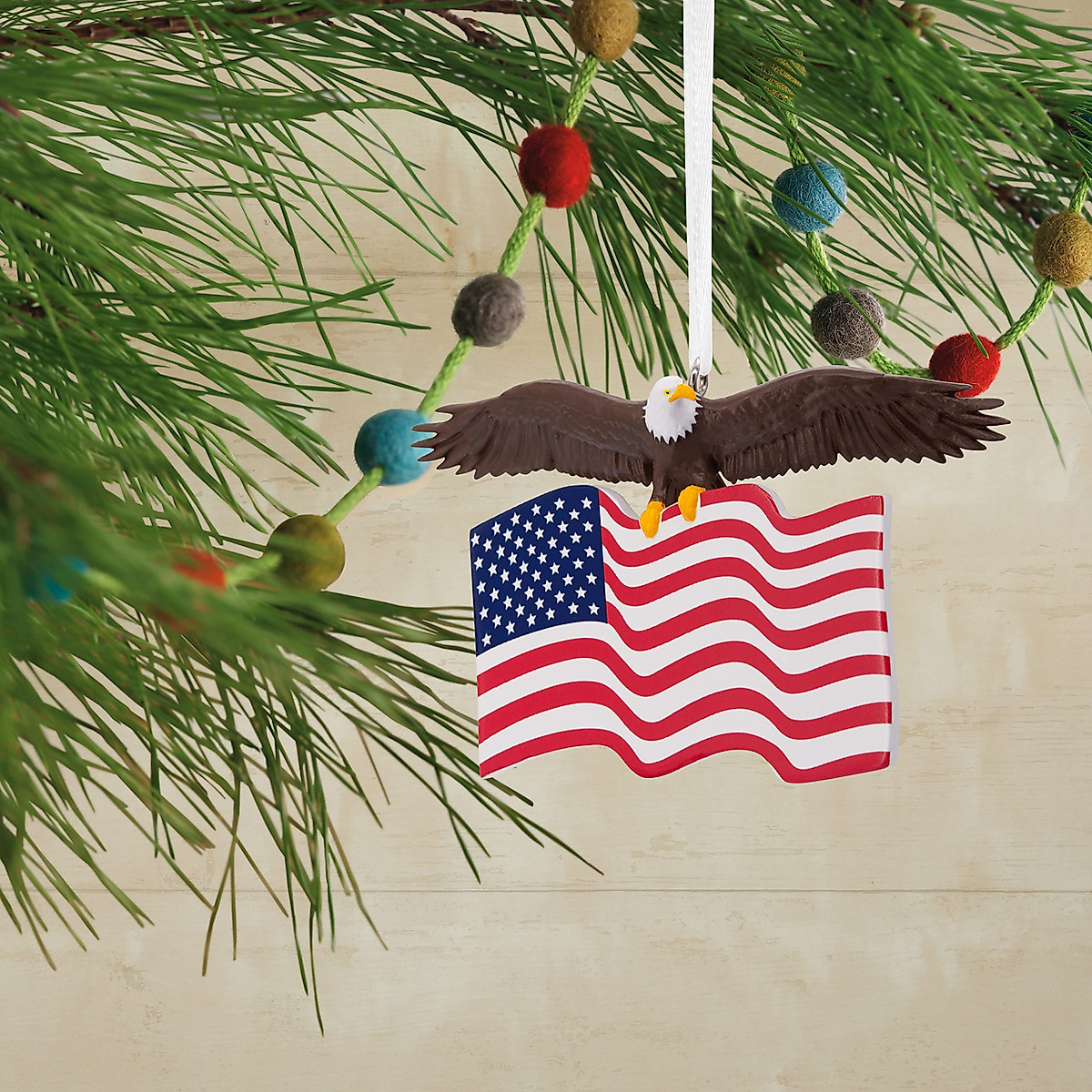 Hallmark Bald Eagle with American Flag Christmas Ornament