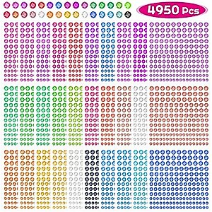 Rhinestone Stickers, Anezus 4950pcs Adhesive Stick on Gems Face Jewels Stickers Self Adhesive Rhinestones for Crafts, Makeup and Decorations (30 Colors, 4 Sizes)