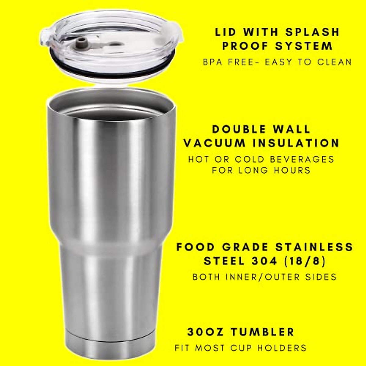 30oz tumbler - 2 Pack Insulated Stainless Steel Tumblers with Lids - Double Wall Tumbler Vacuum Insulated - Use it as Travel Mug, Coffee Cup or for Personalized Tumbler with Epoxy, Vinyl, etc.