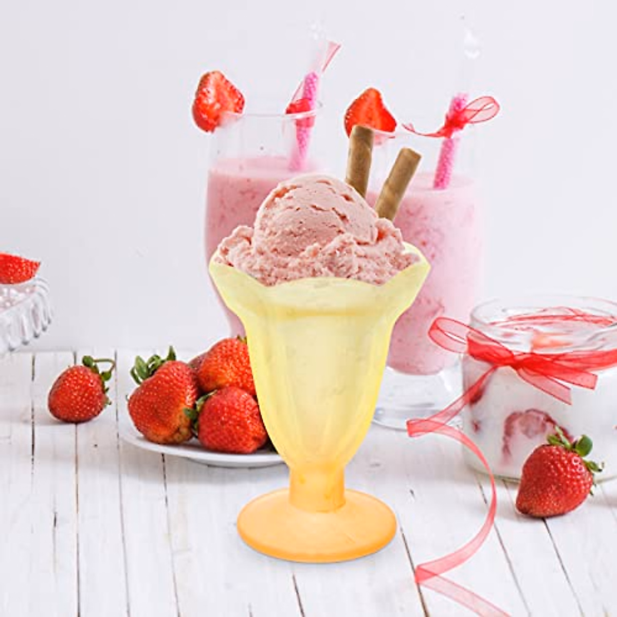 Luxshiny Ice Cream Cup Frosted Glass Dessert Bowl Juice Beverage Container Wine Cocktail Glasses Smoothie Cup for Summer Hawaiian Luau Party Favors