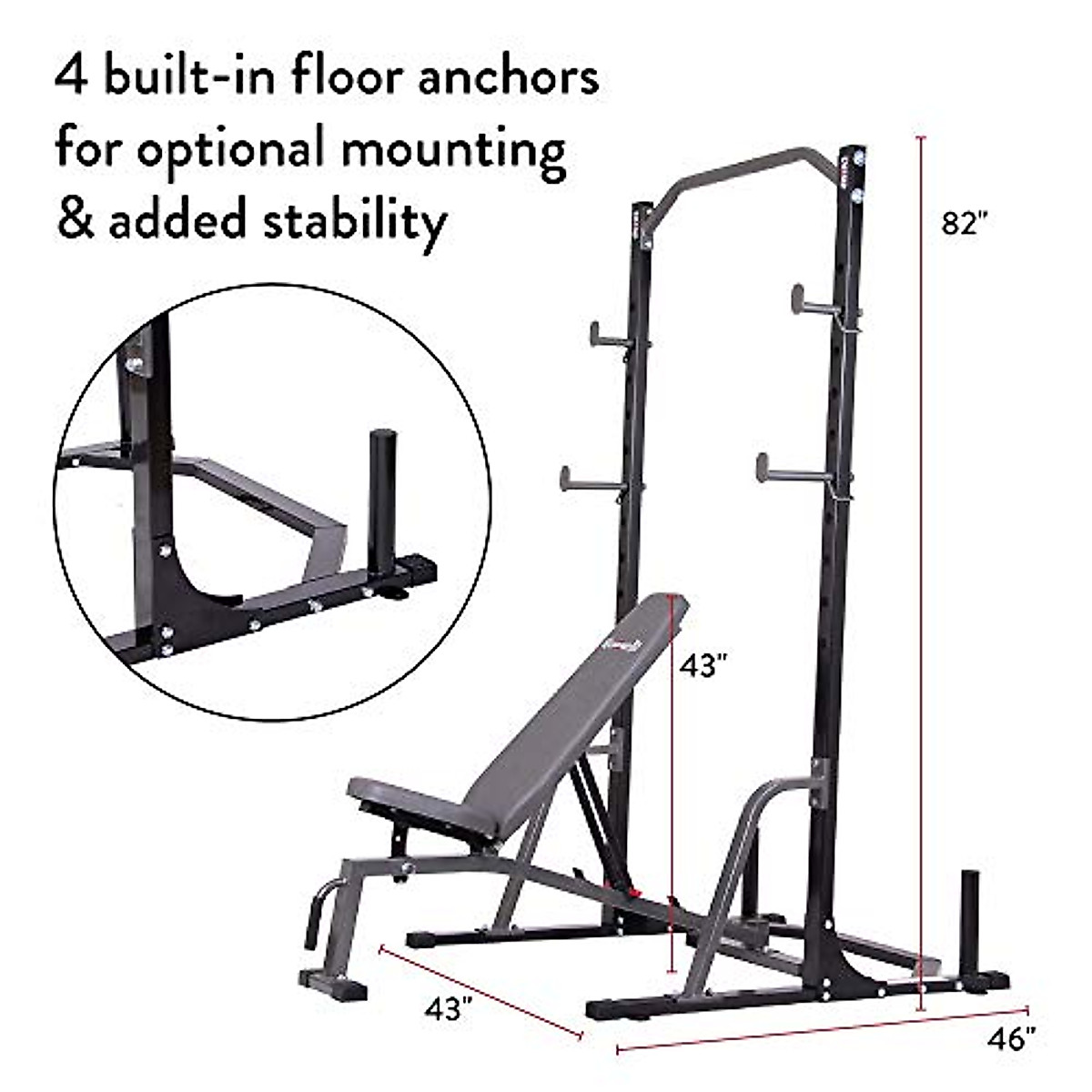 Body Champ Launch Bench Set with 2-Piece Power Rack, Home Fitness Equipment