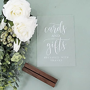 Acrylic Gifts and Cards Sign with Wood Stand- 5”x 7" Clear Acrylic Table Decoration Signs with Holder for Wedding Reception & Event Party Table Centerpiece Decoration