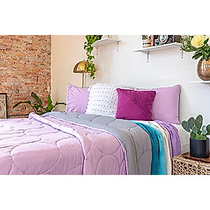 Refinery29 | Devon Bedding Collection | Modern Reversible Luxury Ultra Soft Comforter, All Season Premium 4 Piece Set, Design for Home Hotel Décor (Full/Queen, Grey)