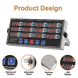 YOOYIST Restaurant Kitchen Timers Commercial 12-Channel Digital Cooking Timers Multiple for Food Fryer Baking Pizza Coffee Professional Stainless Steel Loud Heavy Duty