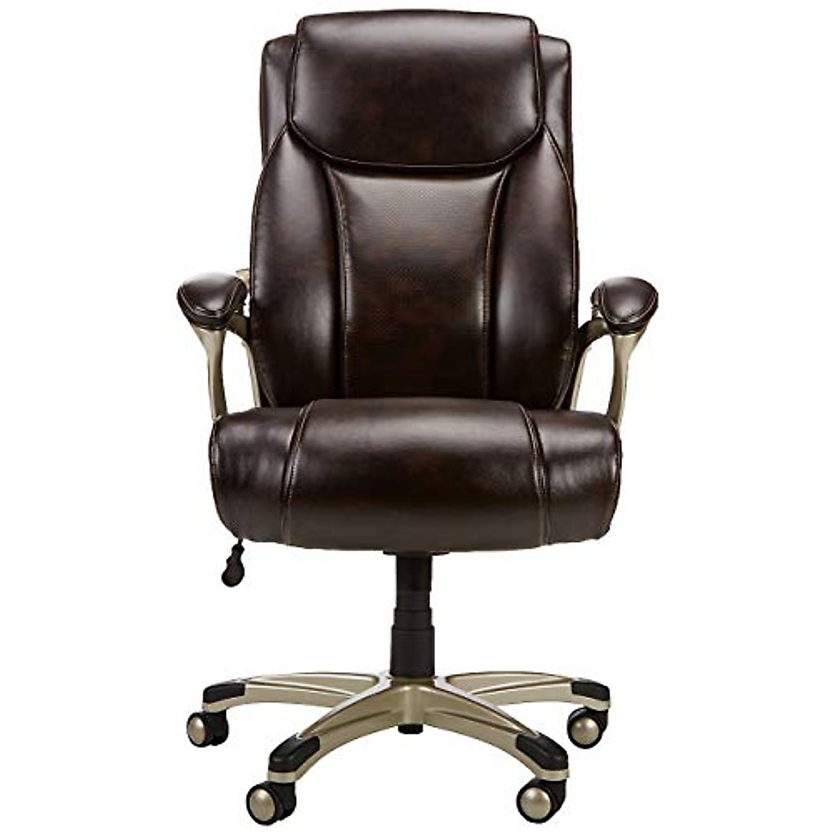 Amazon Basics Big & Tall Executive Computer Desk Chair with Lumbar Support, Adjustable Height and Tilt, 350Lb Capacity, Brown with Pewter Finish