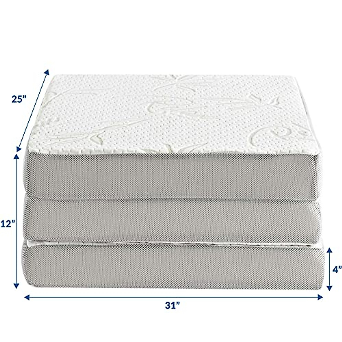 Modway 4” Relax Tri-Fold Mattress Topper CertiPUR-US Certified with Soft Removable Cover (31"x75")