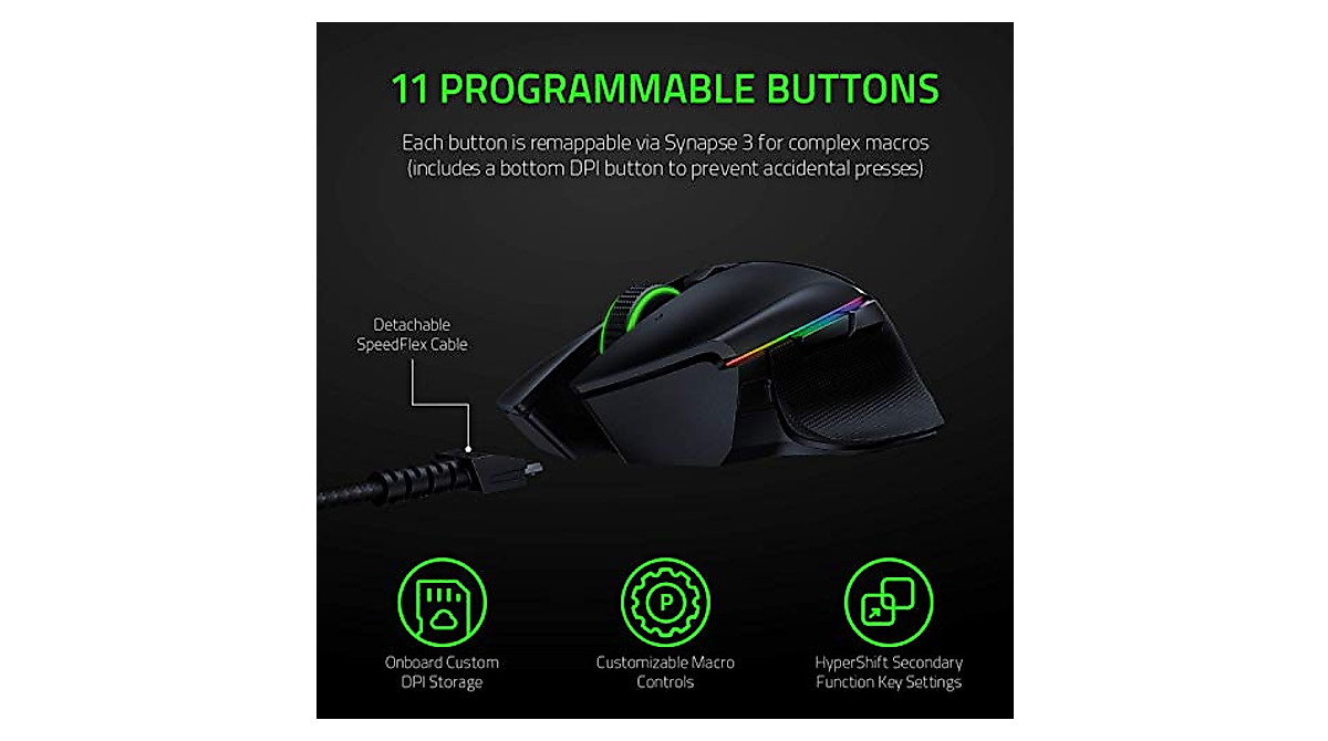 Razer Basilisk Ultimate Wireless Gaming Mouse - 20K DPI, RGB Lighting