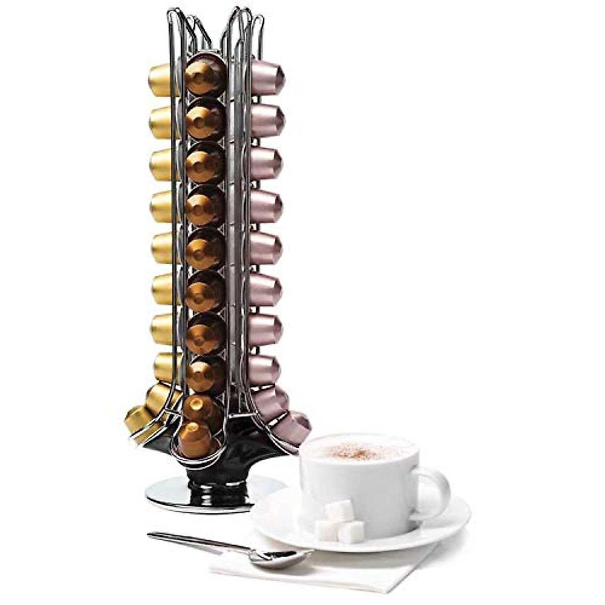 Prepara Espresso and Coffee Pods Holder and Carousel Storage Organizer for 50 Capsules, Spins 360-degrees, Small, Black, 1 Count (Pack of 1)
