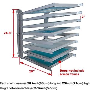 INTBUYING Screen Printing Frame Rack Shelf Storage Holder Screen Printing Squeegee Rack Screen Drying (8 Layer)