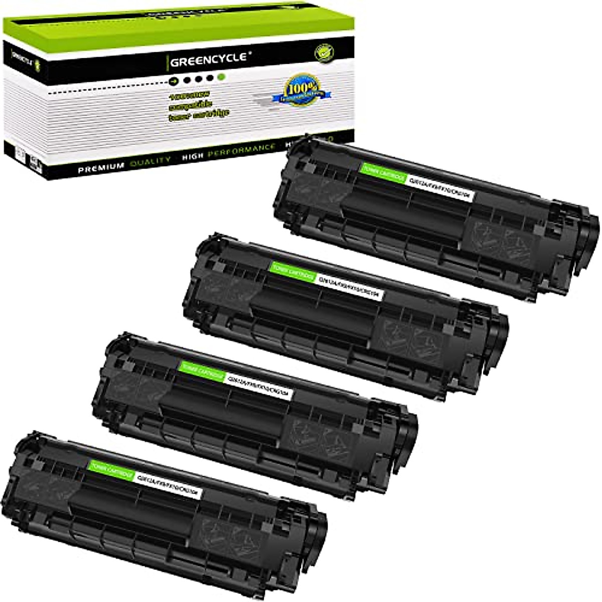 greencycle Compatible Toner Cartridge Replacement for Canon 104 FX9 FX10 FX-10 FX-9 104 ImageClass MF4100 MF4150 MF4270 MF4350d MF4370dn MF4380dn D420 D480 (Black,4 Pack)