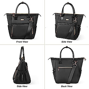 IKISTO Womens Lunch Bags for Work Insulated Lunch Box Lunch Tote Bag Leak Proof Soft Lunch Cooler Modern Lunch Box Portable Adjustable Shoulder Strap Aesthetic Lunchbag (Black)