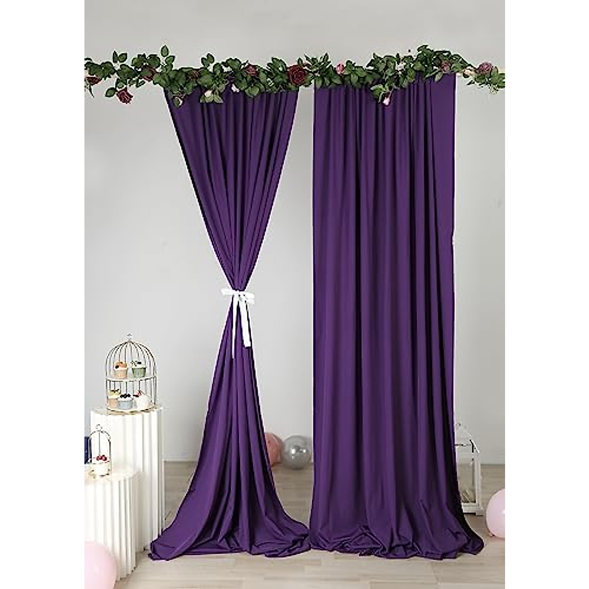 SHERWAY 2 Panels 4.8 Feet x 10 Feet Purple Photography Backdrop Drapes, Thick Polyester Window Curtain for Wedding Party Ceremony Stage Decoration