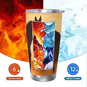 Horses in Love Tumbler with Lid and Straw 20oz Stainless Steel Car Cup for Hot and Cold Drinks, Double Wall Insulated Travel Coffee Mug Reusable Drink Thermos Cup Birthday Gifts