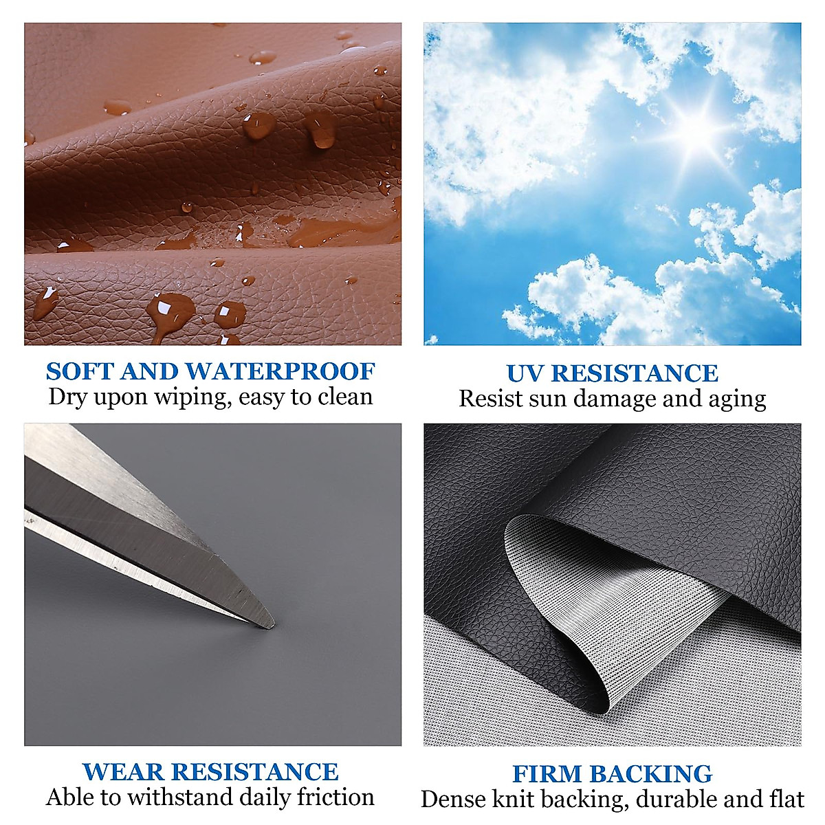 Artificial Leather Fabric Marine Vinyl Material Synthetic Fabrics Soft and Wear-Resisting Hypoallergenic for DIY Upholstery Easy to Clean (1Yard, Black)