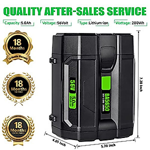 DSANKE 56V 5000mAh BA2800 Lithium-Ion Replacement Battery for EGO 56V BA2800 BA2800T BA4200 BA1400 Compatible with ST1502LB CS1604 LB4800 LB6504 LB5804 HT2400 56V Power Tools+Battery Holder