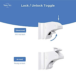 Baby Wiz Adhesive Child Proof Locks for Cabinet Doors, 12 Child Safety Cabinet Locks & 2 Keys, Magnet Cabinet Lock, Child Cabinet Locks, Child Locks for Kitchen cabinets
