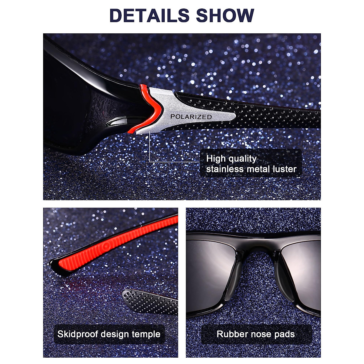 TOODOO 3 Pairs Sport Polarized Sunglasses for Cycling Driving Fishing TAC Lens Sunglasses for Men Women Youth Baseball Running Golf Motorcycle