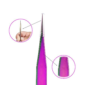 Generl Rainbow Tweezers Set for Eyelash Extensions Straight and Curved Stainless Steel Precision Tweezer for Lash Nail Art Ingrown Hair Craft Work 5 Pcs, 5 inches