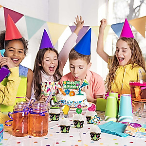 JUYRLE Science Cake Toppers- 21Pcs Mad Scientist Chemistry Theme Party Decorations with Microscope Science Party Favors Science Birthday Party Supplies for Boys Girls Kids Baby Shower