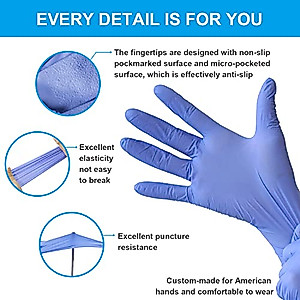 FINITEX Nitrile Disposable Gloves Medical Exam Gloves - 100 PCS Blue Latex-free Examination Chemo Food Gloves (Large)