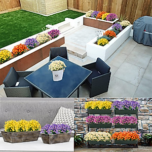 NOV FIRE Artificial Daisies Flowers,Artificial Flowers Outdoor,8 Bundles UV Resistant Faux Flowers Outdoor,Fake Plastic Flowers Shrubs for Indoor Outside Decor(Purple)