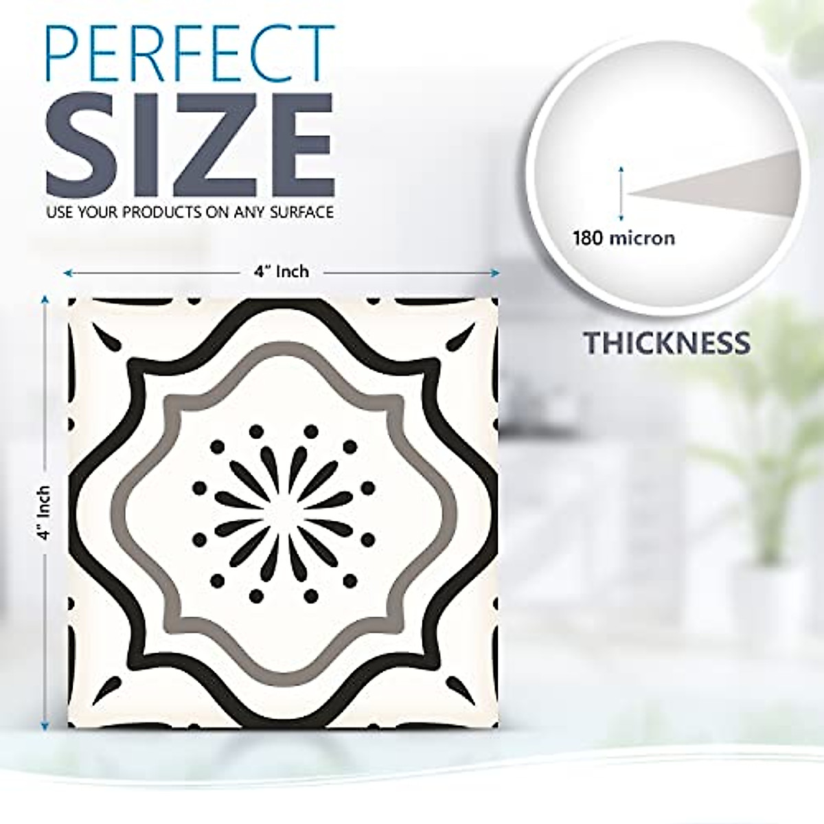 Black & White Collection Peel and Stick Tile Stickers 24 PC Set backsplash Tile Decals Bathroom & Kitchen Vinyl Wall Decals Easy to Apply Just Peel & Stick Home Decor (Black & White B5, 4x4 Inch)