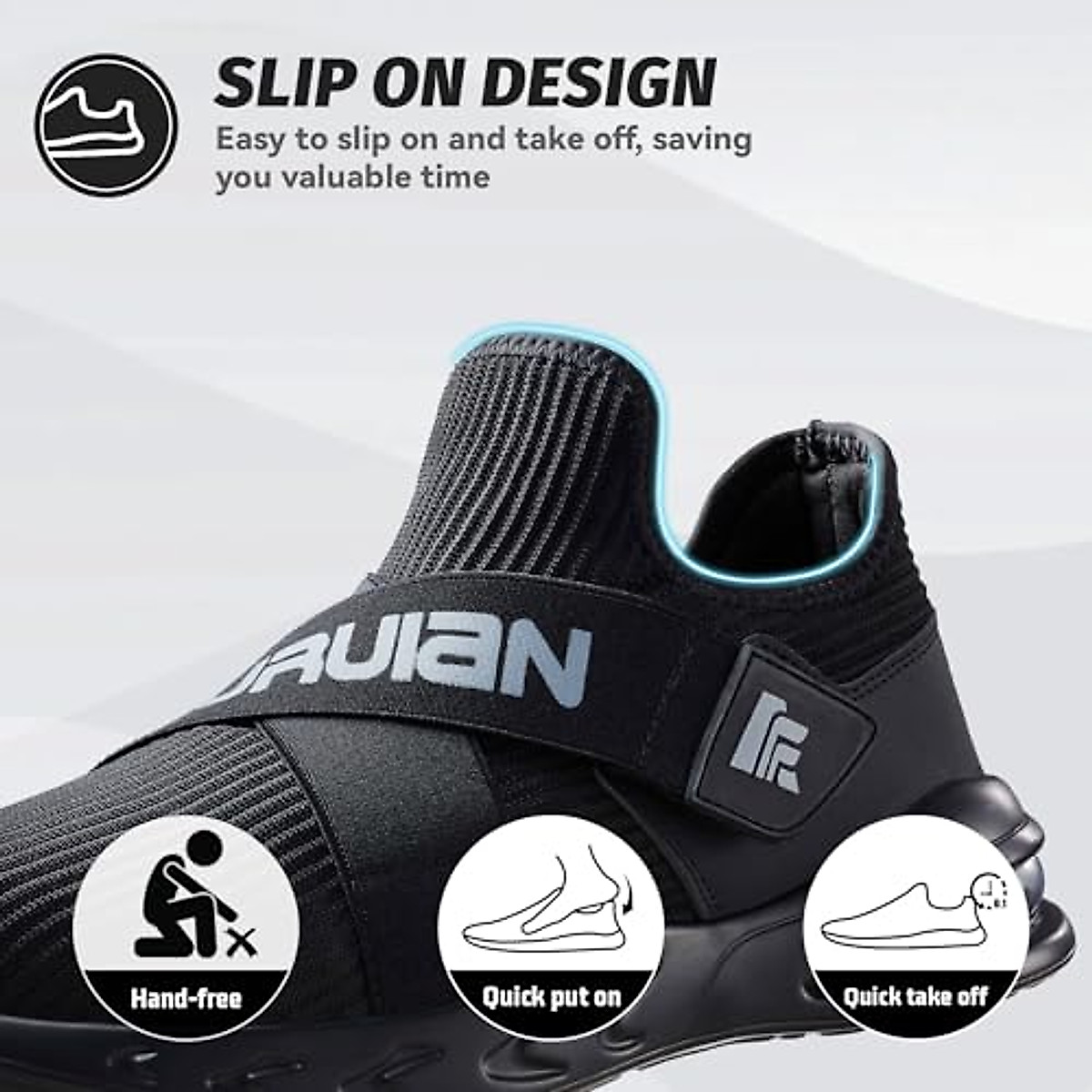 Non Slip Work Shoes for Women Men Slip on Sneakers Women Slip Resistant Waterproof Chef Kitchen Shoes Zapatos De Trabajo para Hombres, Black