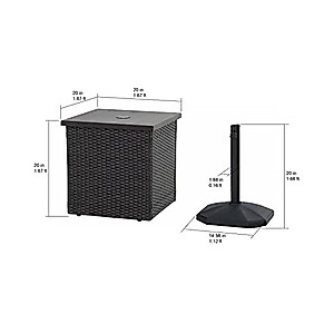 Sunjoy Vanessa Combination Umbrella Stand Side Table, Brown