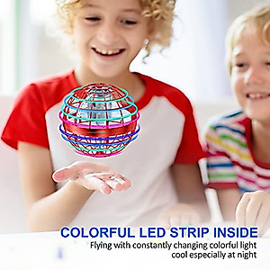 Flying Orb Ball Toys Soaring Hover Pro Boomerang Spinner Hand Controlled Mini Drone Globe Shape Spinning, Safe for Adults Kids Indoor Outdoor by Lematrix (Red)