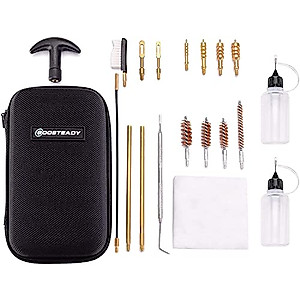 BOOSTEADY Universal Handgun Cleaning kit .22,.357,.38,9mm,.45 Caliber Pistol Cleaning Kit Bronze Bore Brush and Brass Jag Adapter