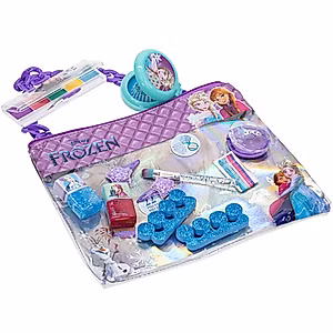 Disney Frozen - Townley Girl Fashion Chain Bag with Peel- Off Nail Polish, Eyeshadow, Hair Accessories, Hair Brush and More, with Rainbow Chain for Girls, Ages 3+