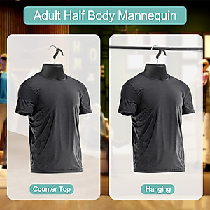 Lallisa 6 Packs Male Mannequin Torso Dress Form Tshirt Display Half Maniquin Body Rounded Waist Hollow Back Body with Hanging Hook for Clothes Display Shows Photos or Design Sewing (23.23 x 19.29'')