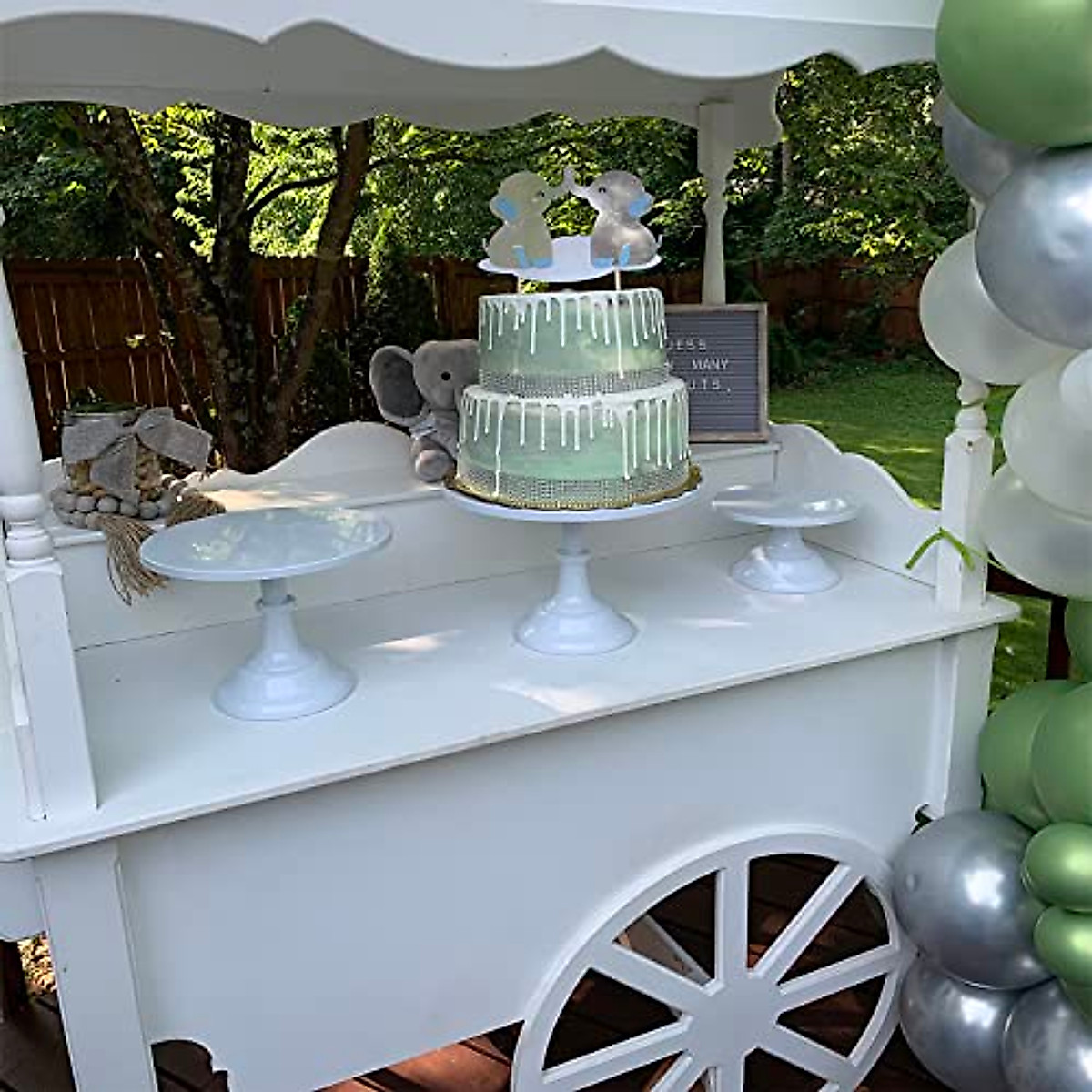 Yarlung Set of 3 Metal Cake Stands, 8/10/12 Inch Pillar Style Cupcake Display Stands Dessert Trays Pie Plates for Wedding, Party, Birthday, Gatherings, White