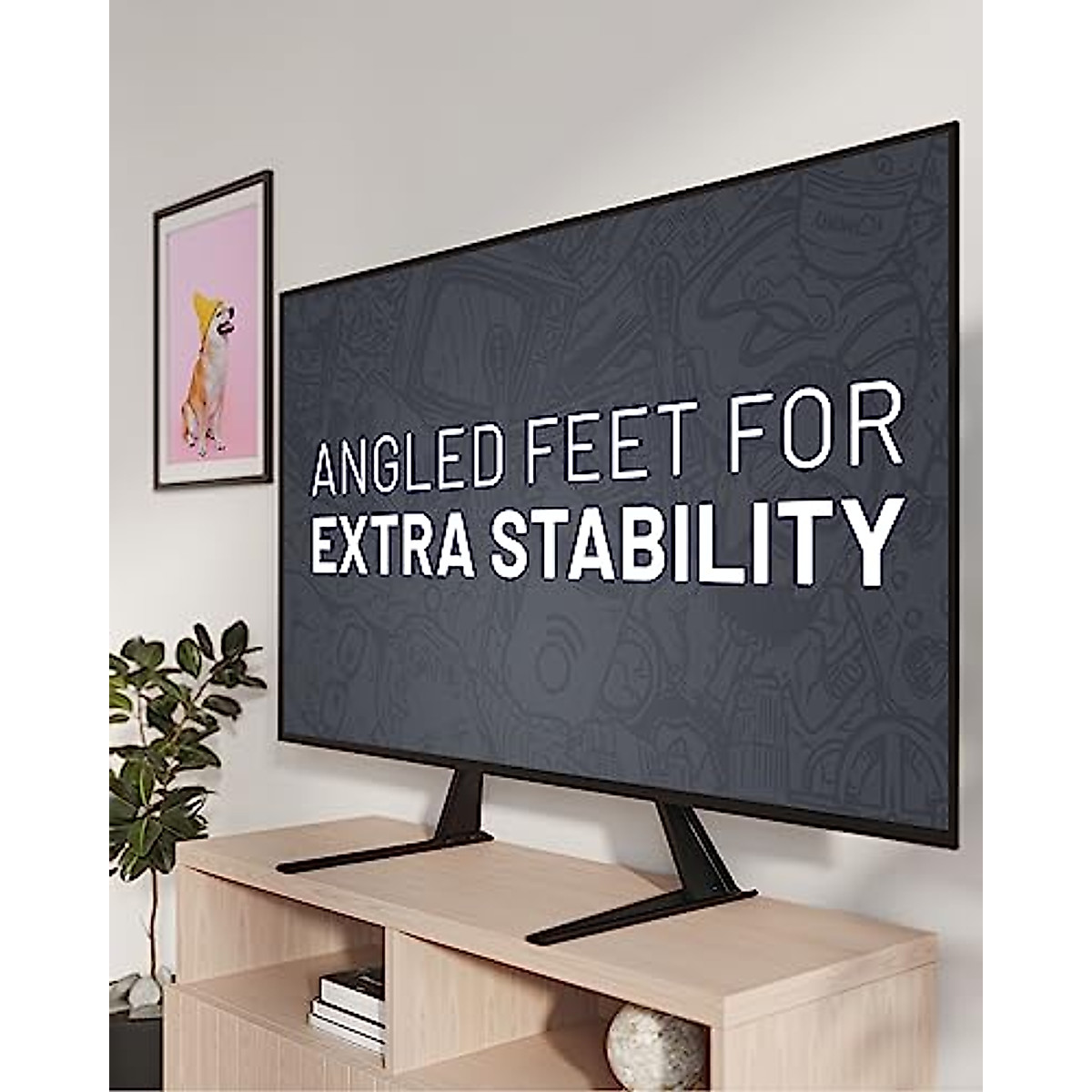 ECHOGEAR Replacement TV Stand for Screens Up to 65" - Foldable TV Bracket Includes Hardware, Anti-Slip & Anti-Scratch Pads - Easy 3-Step Install TV Feet w/Wide VESA Compatibility