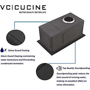 VCCUCINE Black Undermount Bar Sink, 10 x 18 Inch RV Small Kitchen Sink, Handmade Stainless Steel Wet Bar Sink, Outdoor Single Bowl Prep Sink with Dish Grid & Drain