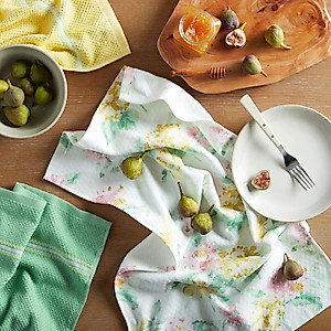 MARTHA STEWART Amber Floral Kitchen Towel Set 4-Pack, Pink/Yellow, 16"x28"
